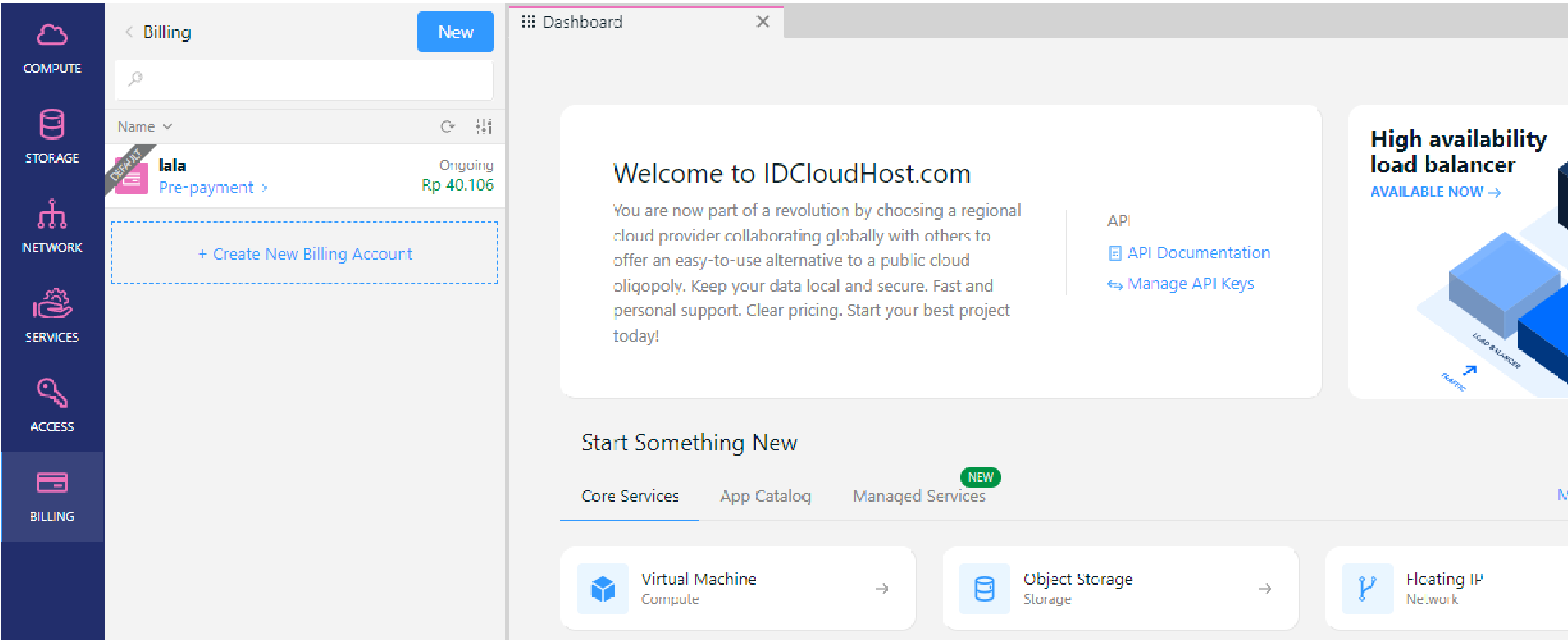 Cara Menambahkan Akun Billing Pada Console - IDCloudHost
