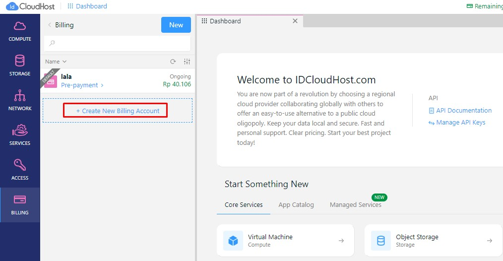 Cara Menambahkan Akun Billing Pada Console - IDCloudHost