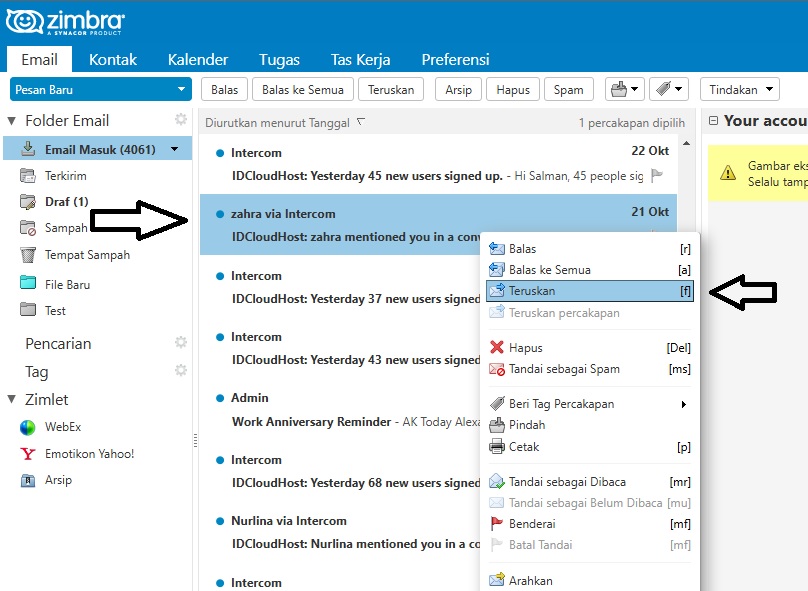 Cara Forwarding pada Email Zimba - IDCloudHost