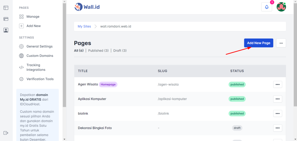 Cara Import Template Json File Page Wall.id - IDCloudHost