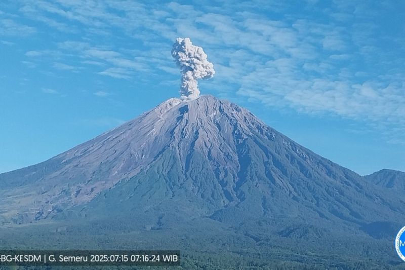 Gunung Semeru Meletus Lagi, Tinggi Kolom Letusan Mencapai 1,2 Km di Atas Puncak