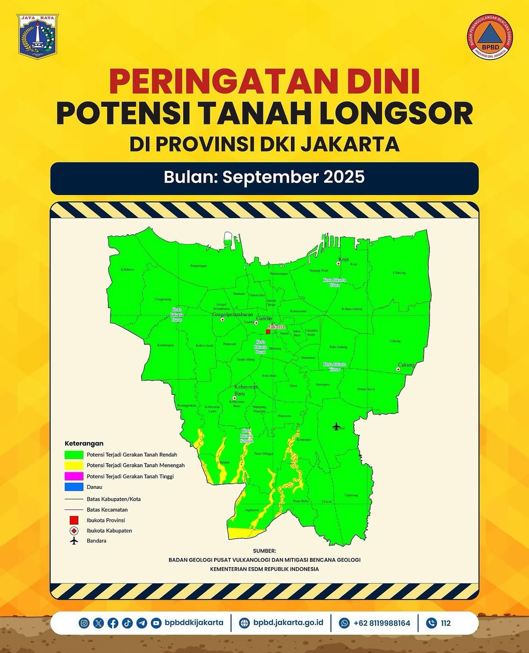 Peringatan Dini Tanah Longsor Jakarta September 2025, BPBD Imbau Waspada di Jakarta Selatan dan ...
