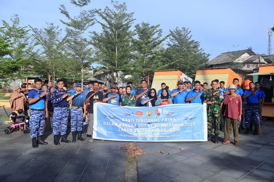Sambut HUT ke-80 TNI, Lanud Sultan Hasanuddin Gelar Karya Bakti Teritorial Prima