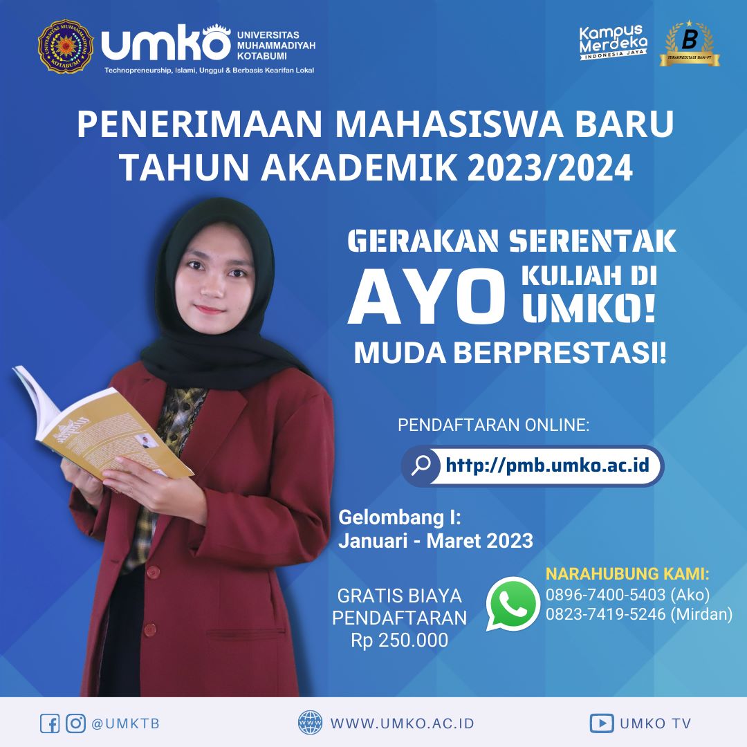 Segera Daftar! Penerimaan Mahasiswa Baru T.A. 2023/2024 UMKO Sudah ...