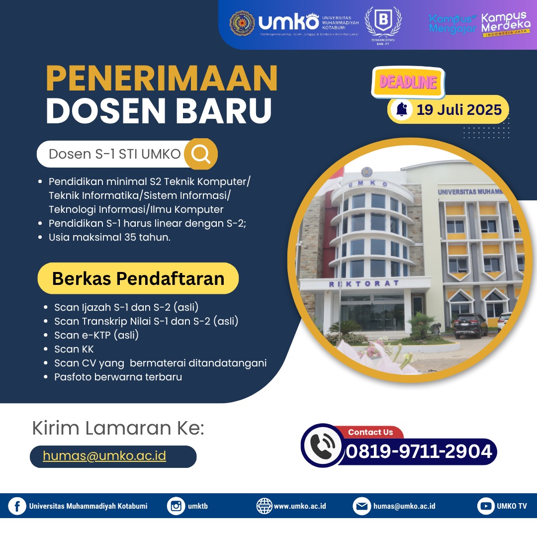 UMKO Buka Lowongan Dosen untuk Program Studi Sistem dan Teknologi ...